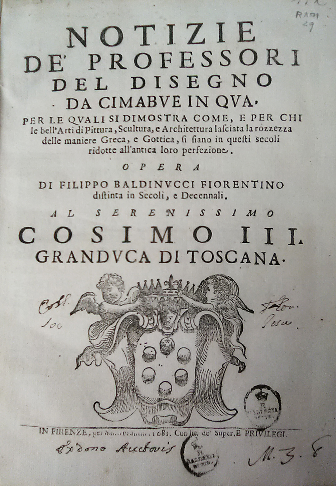 Notizie dei professori del disegno di Filippo Baldinucci | Opere | Le ...